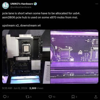 微星公開 X870 ASM2806 連接設計！ | UNIKO's Hardware