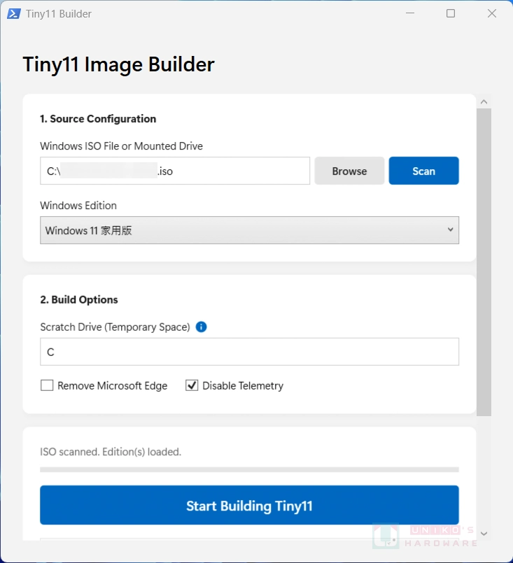 Tiny11 Builder GUI - 圖形化版 tiny11builder | UNIKO's Hardware